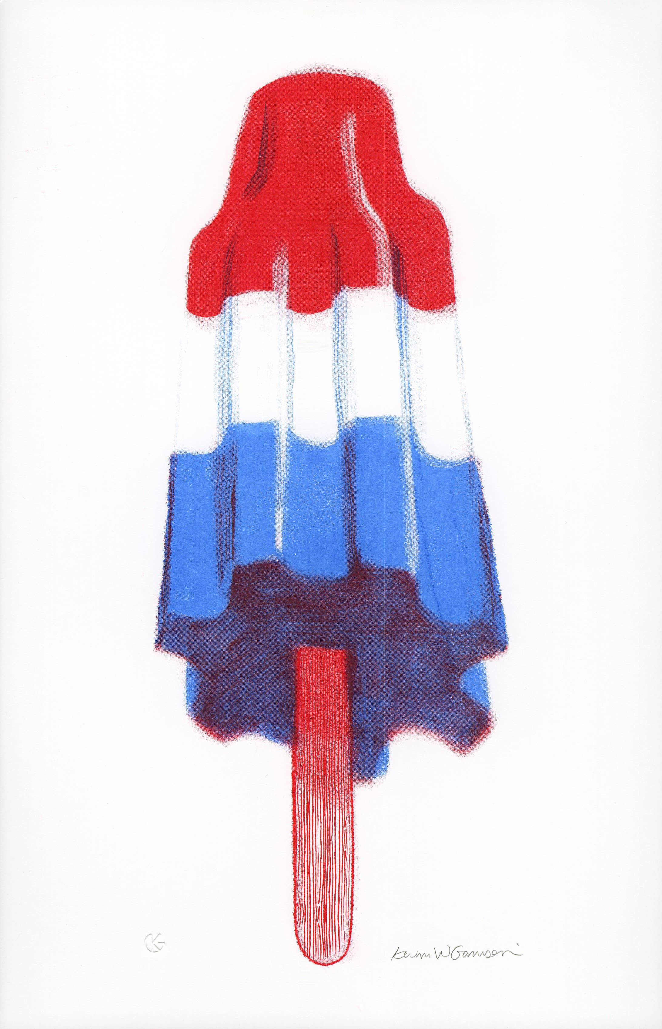 Red, White, Blue flavored ice pop - A3 Risograph Print | Odd One Out